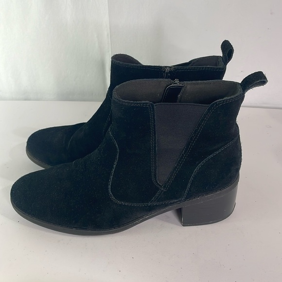 Clarks | Shoes | Clarks Collection Black Suede Booty With Elastic Inset ...